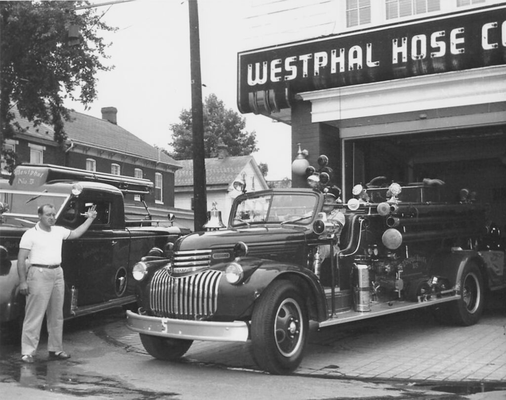Gochenour & Johnson Outside Station 5 with the 1944 Chevy OREN - Westphal