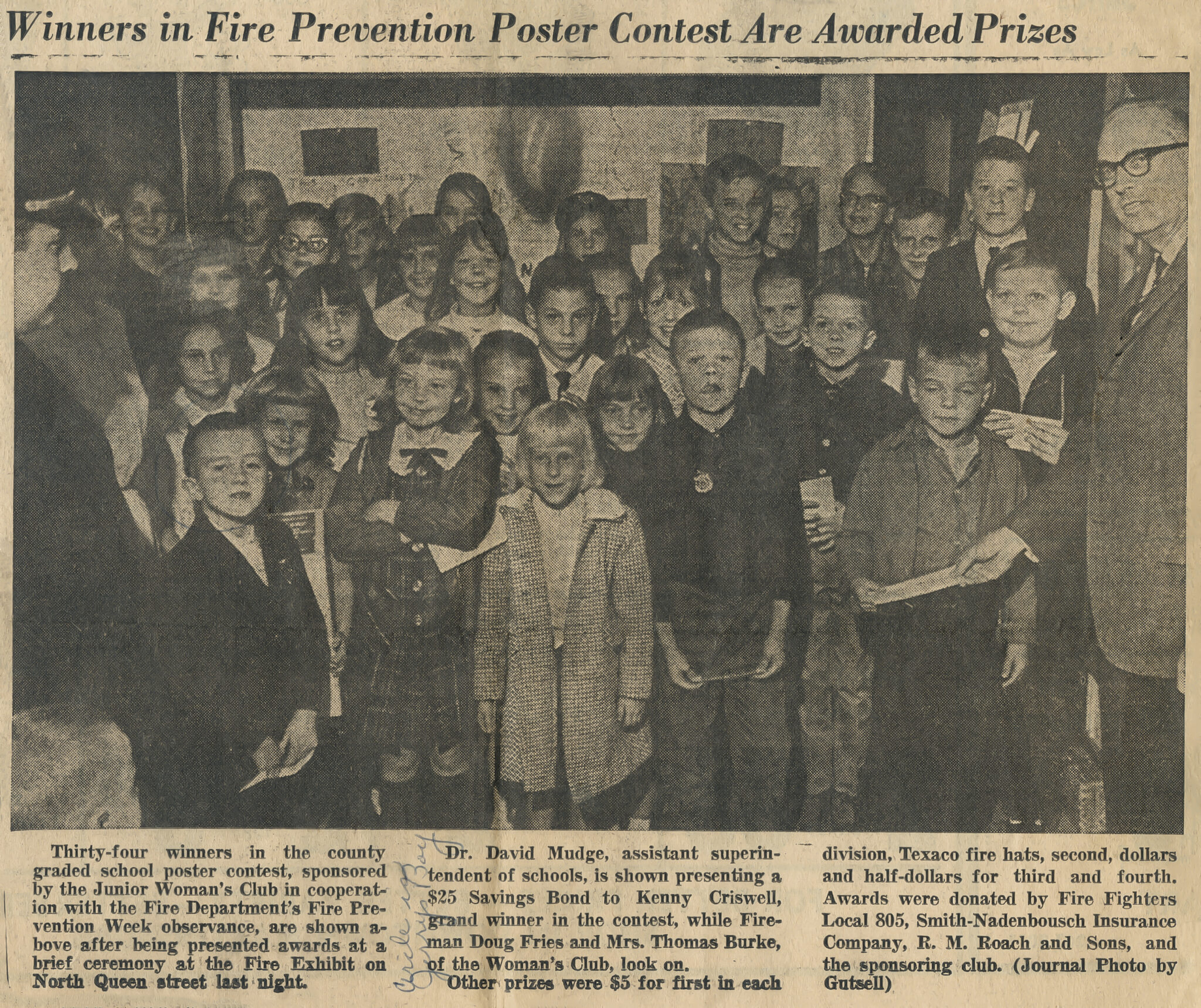 Winners in Fire Prevention Poster Contest Are Awarded Prizes - Westphal